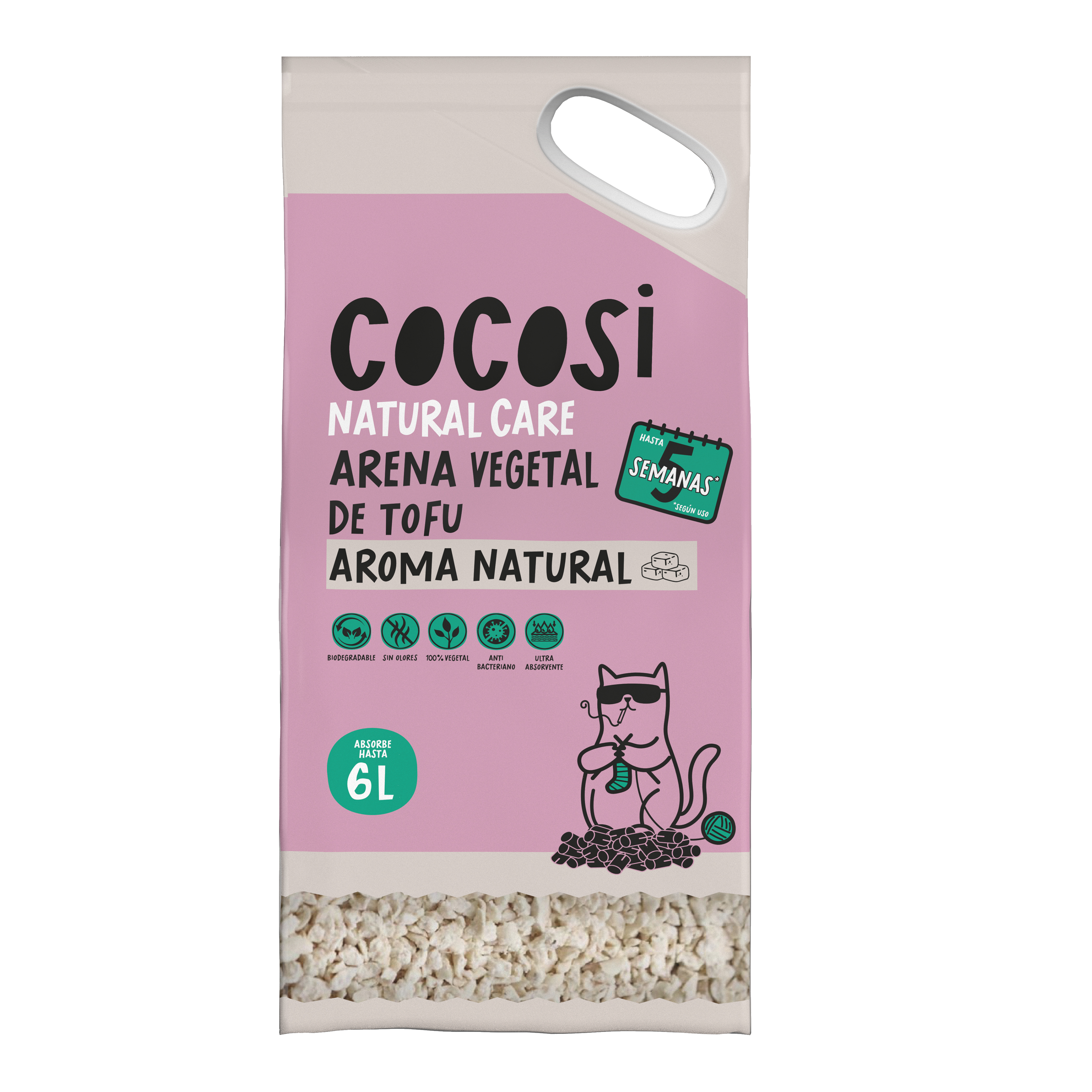 Arena vegetal aglomerante para gato de tofu (6 L) – Cocosi